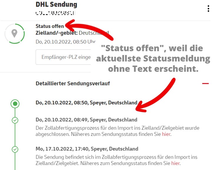 DHL Status Offen Was Bedeutet Das 